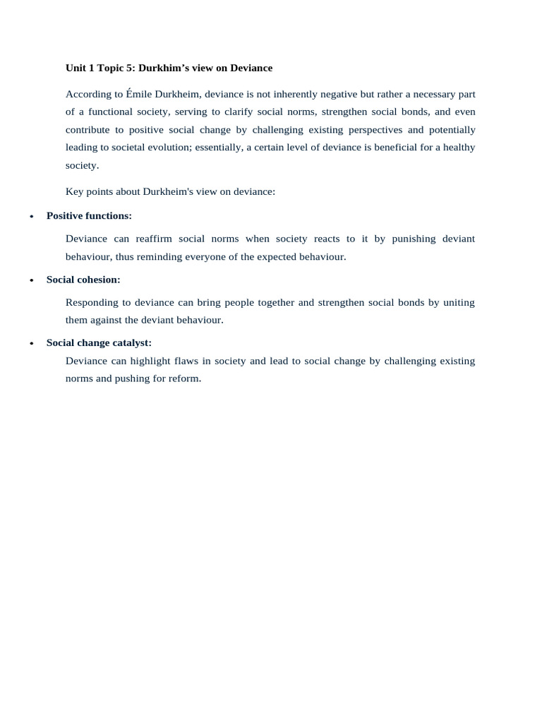 Durkheim on Deviance and Social Change | PDF