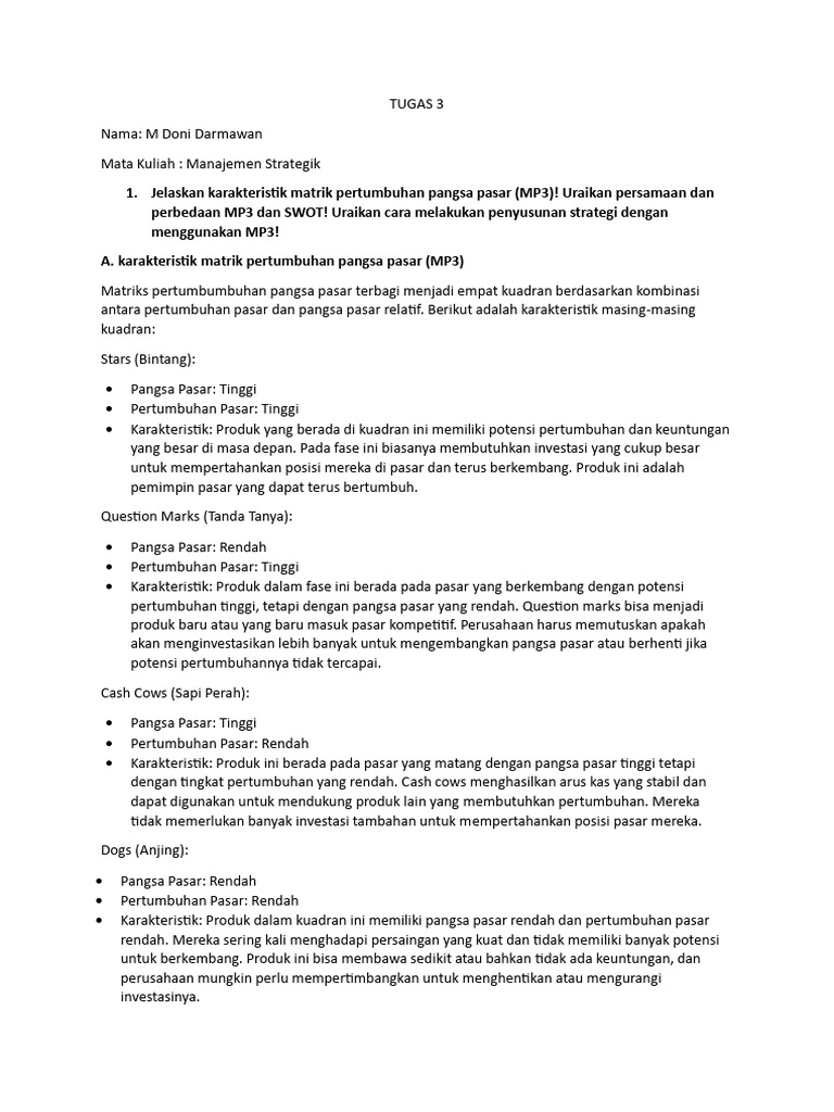 TUGAS 3 Manajemen Strategik M Doni Darmawan | PDF