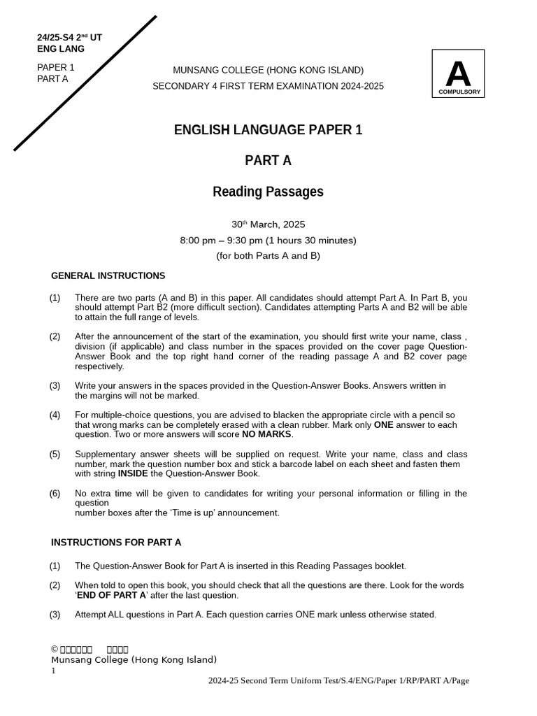 Hok Yau Club Mock Exam 2025 Guide | PDF