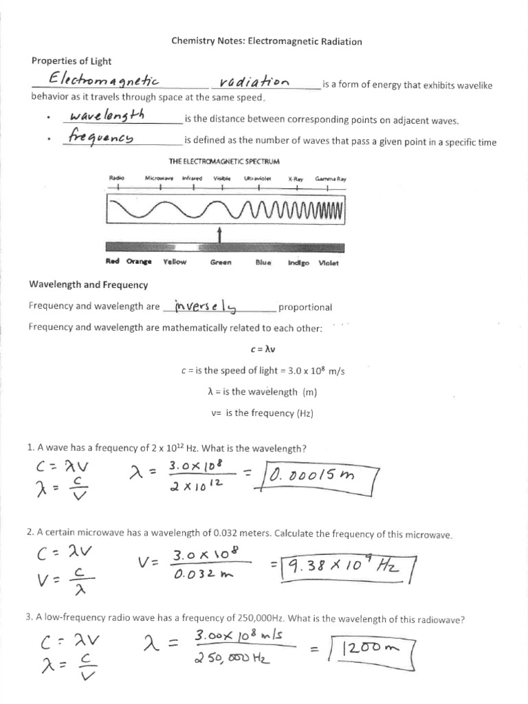Notes EMR Electromagnetic Radiation FILLED IN | PDF