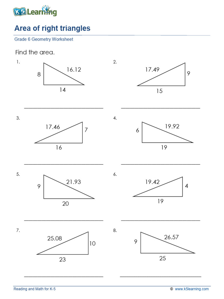 Grade 6 Triangle Area Worksheet Answers | PDF