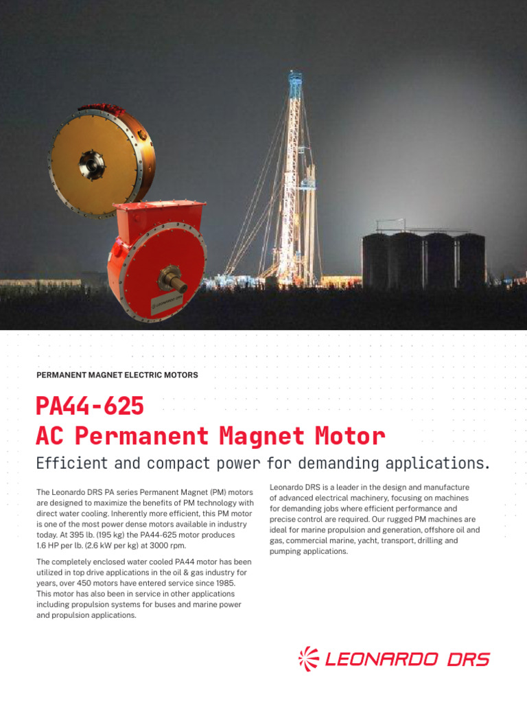PA44-625 Permanent Magnet Motor Overview | PDF | Electric Motor ...