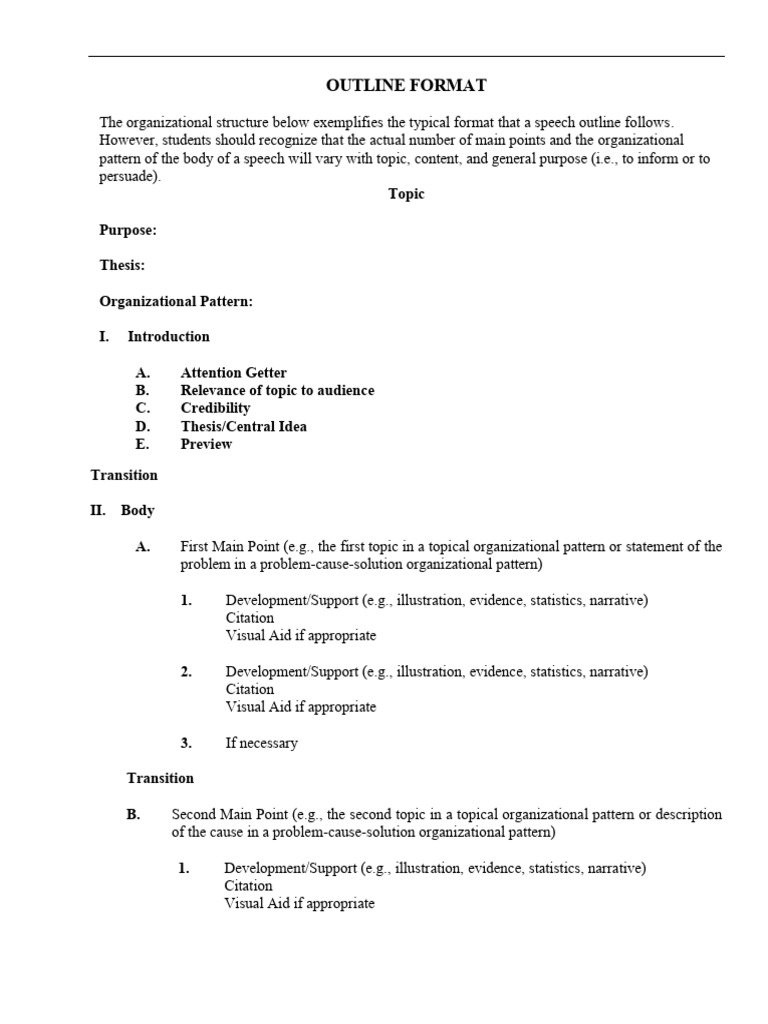 Informative Speech Outline Format | PDF | Statistics | Thesis