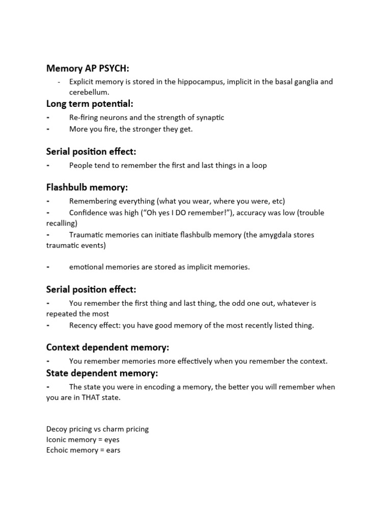AP PSYCH memory guide | PDF