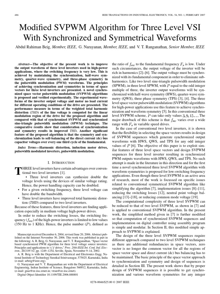 04 Modified Svpwm Algorithm For Three Level Vsi With Synchronized And