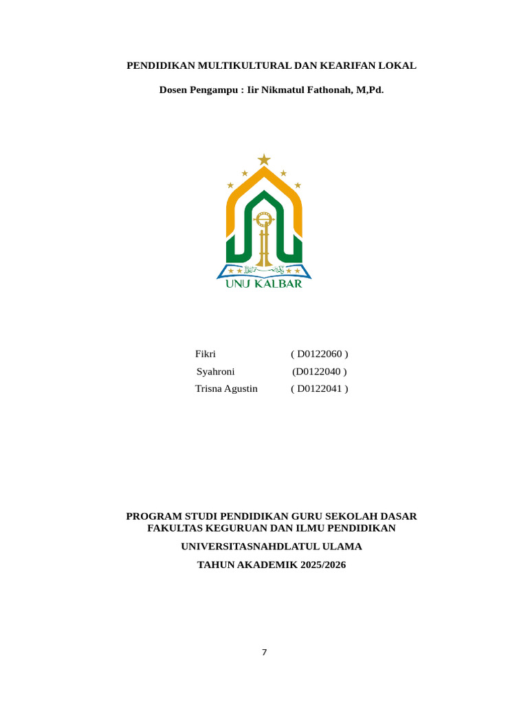 PENDIDIKAN MULTIKULTURAL DAN KEARIFAN LOKAL - Kelompok 5 | PDF