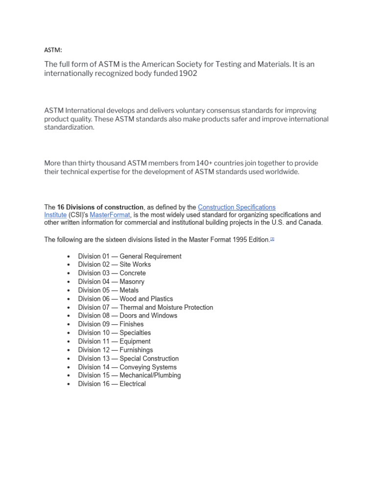 16 Divisions of Construction | PDF