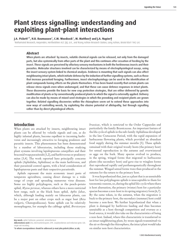 Plant Stress Signalling Understanding An | PDF | Biology