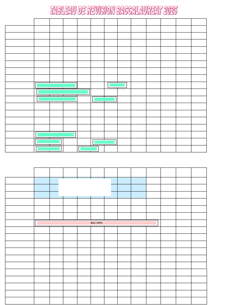 Tableau de révision BAC 2024 | PDF