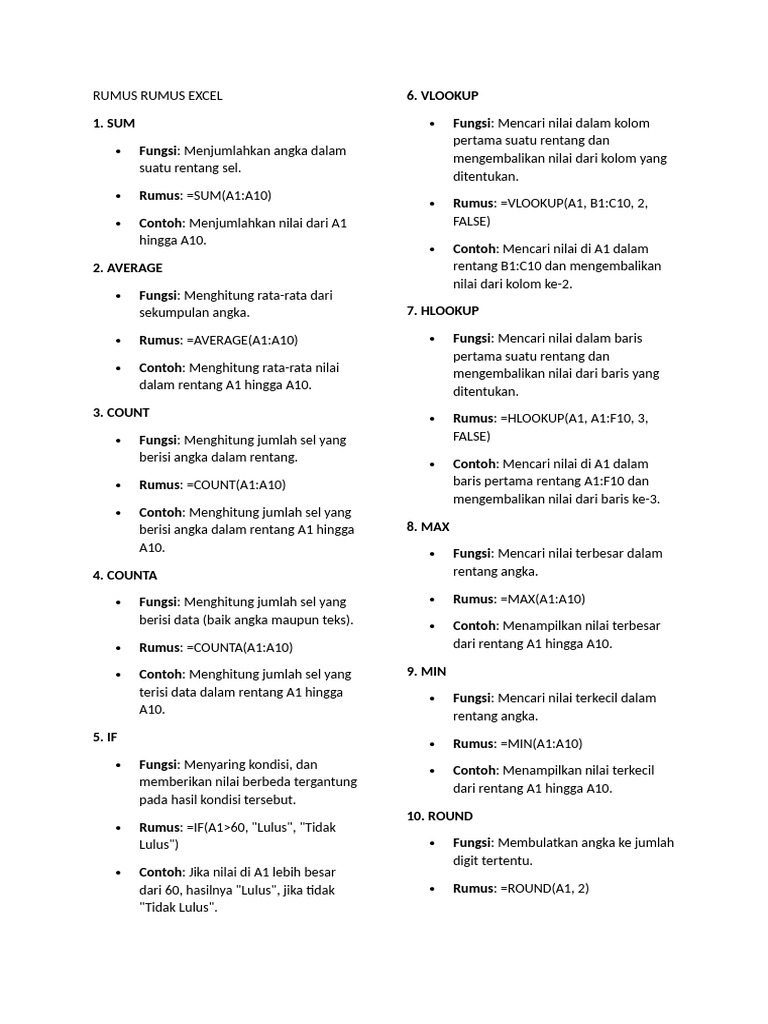 RUMUS RUMUS EXCEL Dan Shortcut | PDF