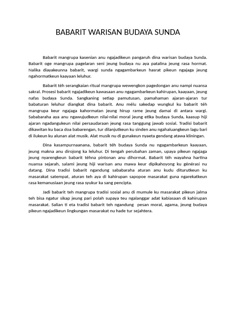 BABARIT WARISAN BUDAYA SUNDA | PDF