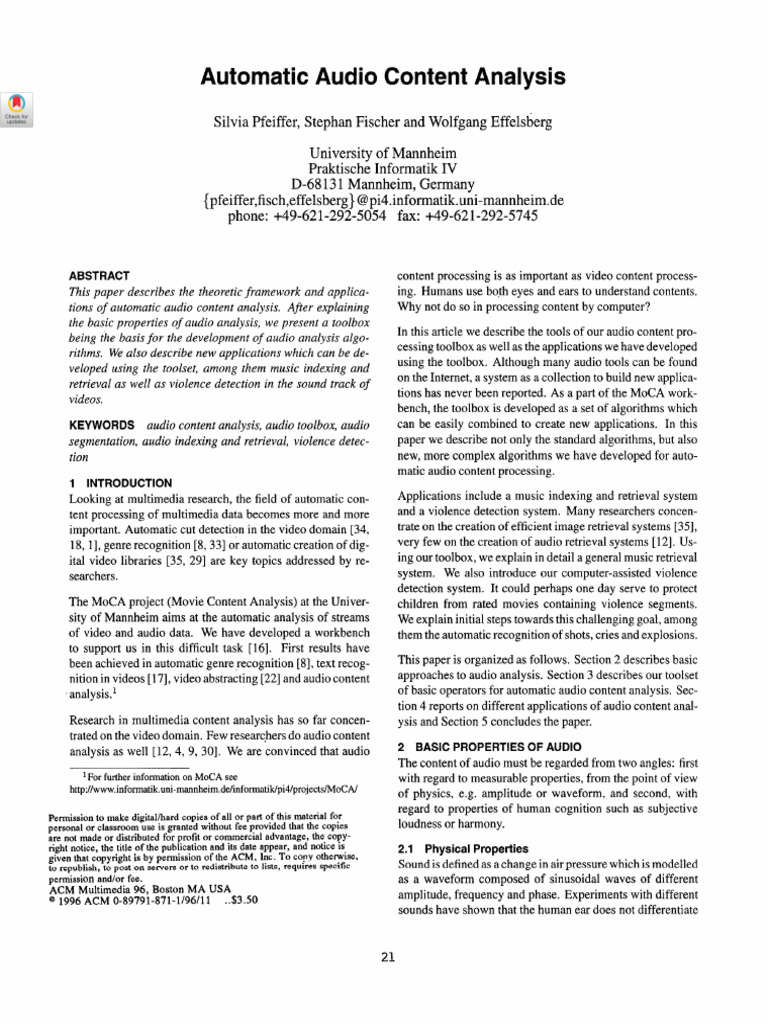 Automatic Audio Content Analysis | PDF | Sound | Pitch (Music)