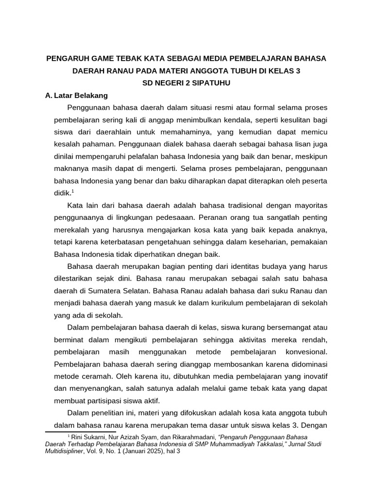 PROPOSAL LUSI B.ranau | PDF