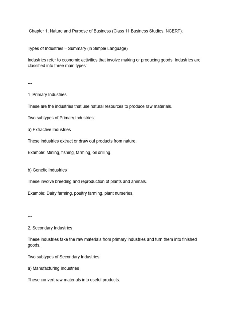 Types of Industries Explained | PDF