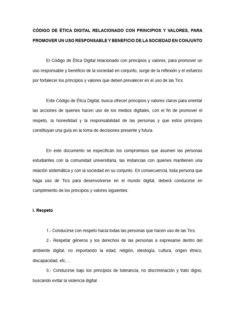 Código de Ética Digital y Principios | PDF | Internet