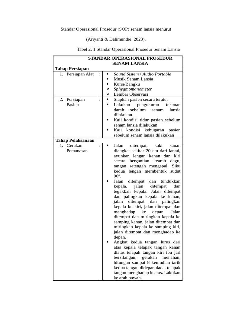 SOP senam lansia Ariyanti | PDF