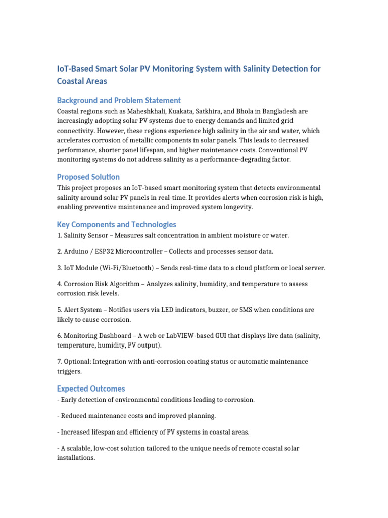 Iot Based Solar Pv Monitoring Salinity Detection Pdf