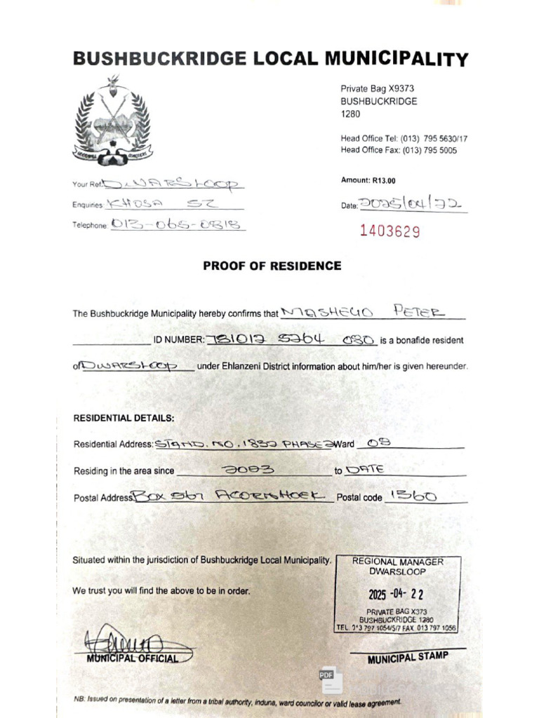 Proof of Residence | PDF