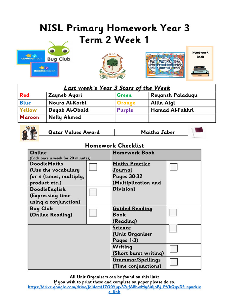 Year 3 Term 2 Week 1 Homework | PDF