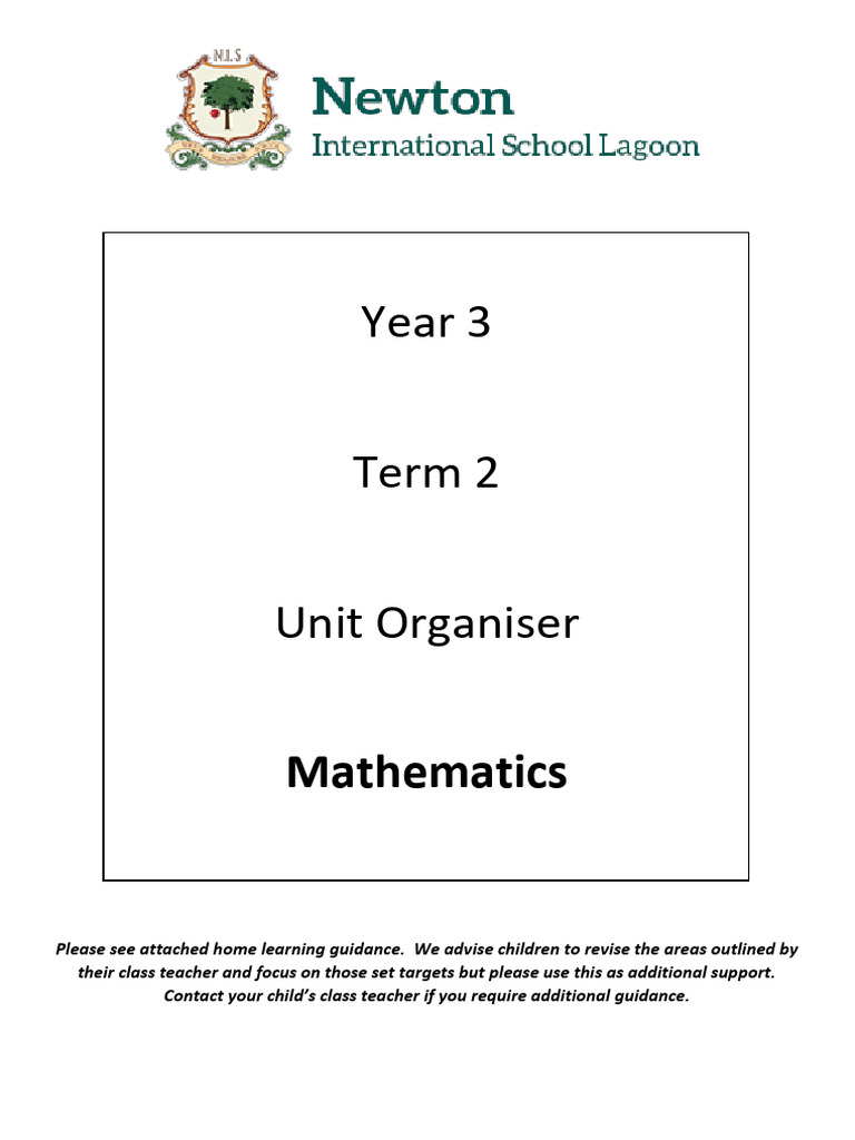 Year 3 Maths Unit Organizer: Term 2 | PDF | Penny | Coins
