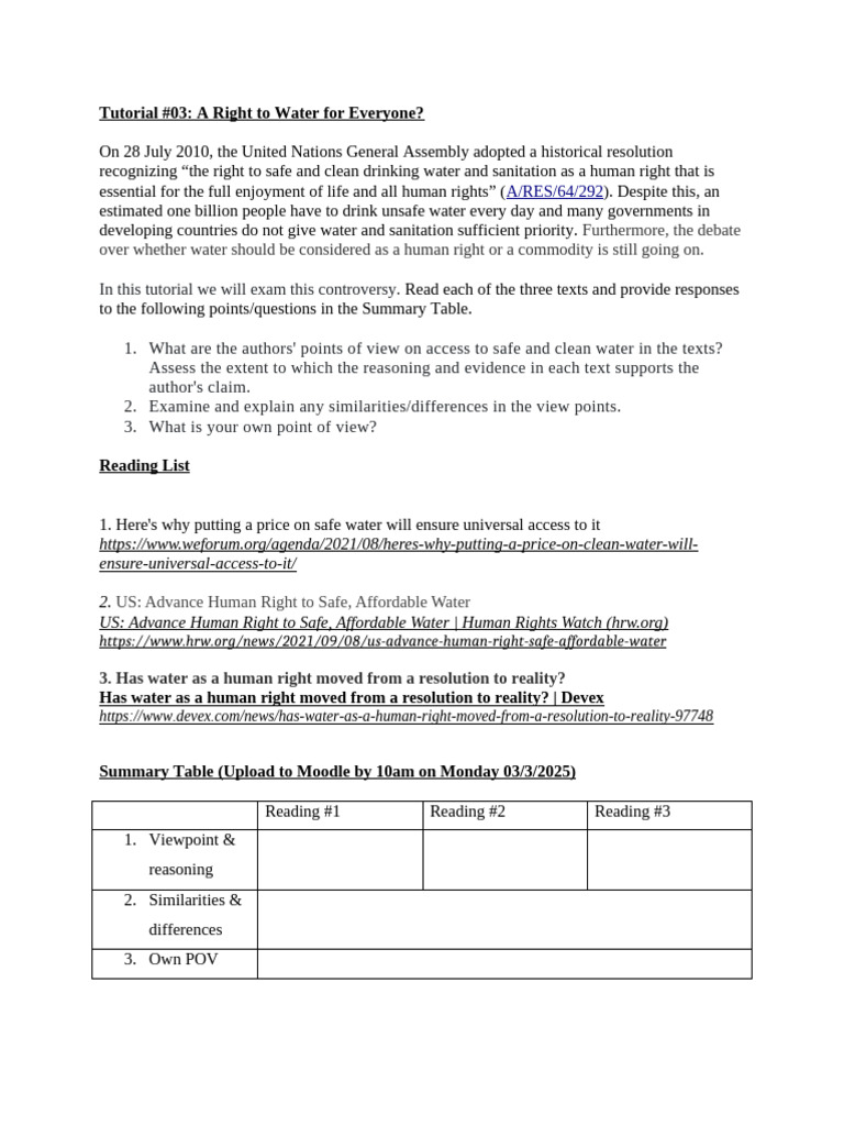 Right to Water: Human Right or Commodity? | PDF