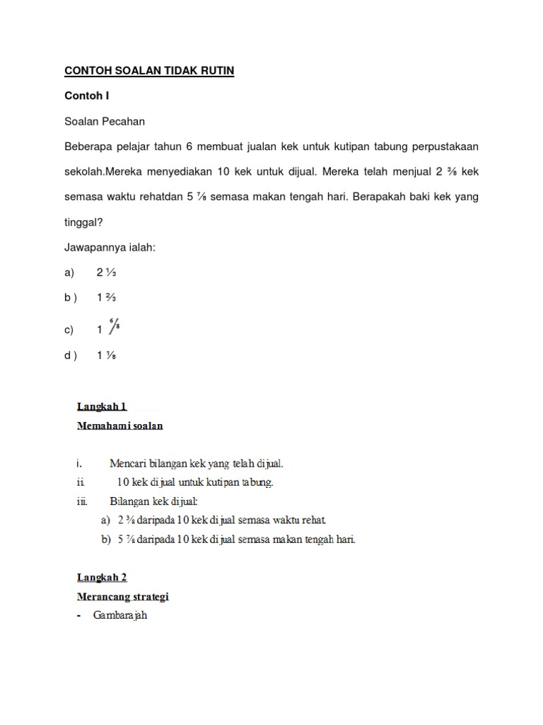 Contoh Soalan Tidak Rutin Polya | PDF