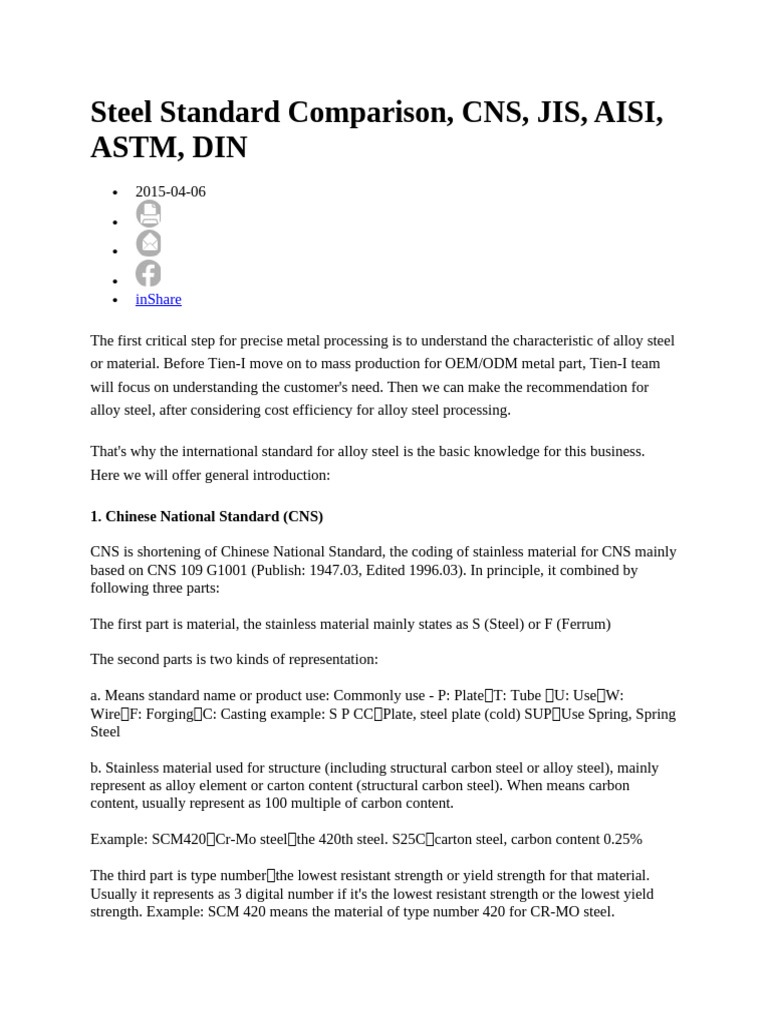 Steel Standards: CNS, JIS, AISI, ASTM, DIN | PDF | Steel | Alloy