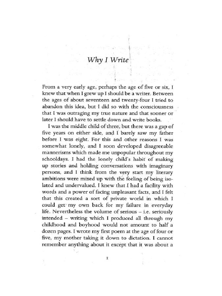 읽기 자료 2-2 Why I Write(George Orwell) | PDF