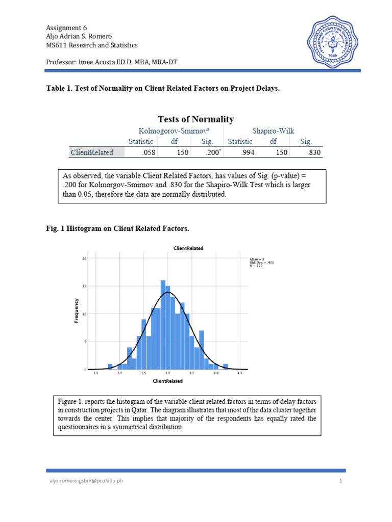 Test For Normality Sample | PDF | Histogram | Normal Distribution