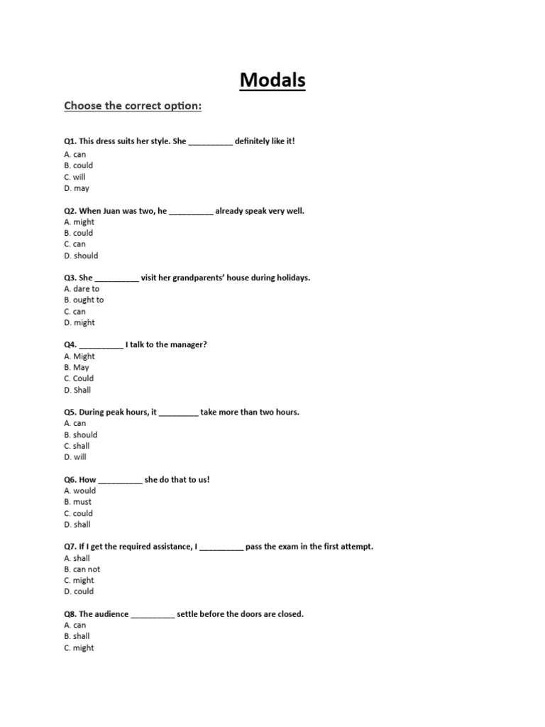 Modals Practice 9th | PDF