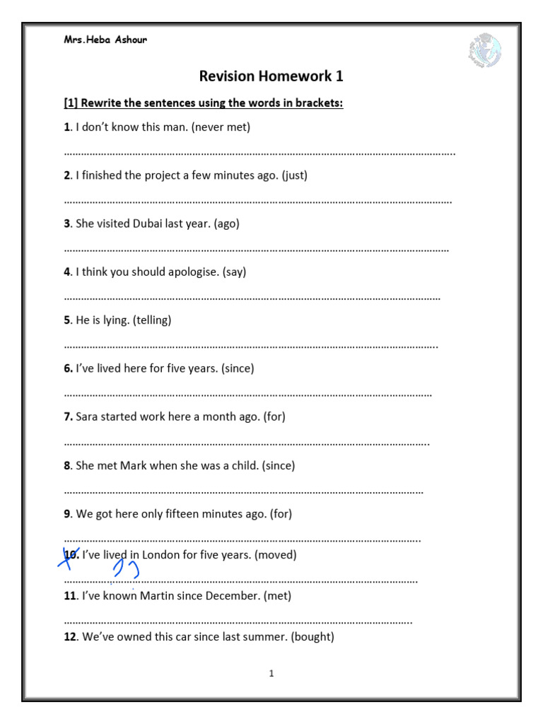 English Grade 8 Revision Homework | PDF