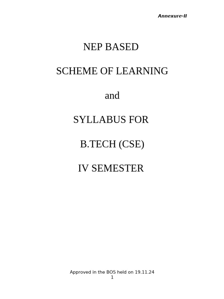 Annexure II - CSE IV Sem NEP Syllabus | PDF | Machine Learning | Automata Theory