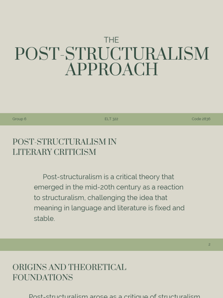 Group 6 - Post-Structuralism | PDF | The Metamorphosis | Liberal Arts Education
