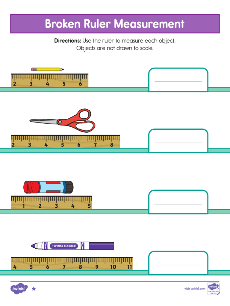 Color Broken Ruler Differentiated Measurement Activity | PDF