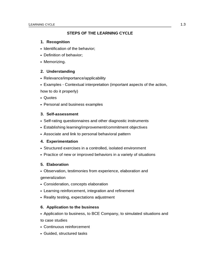M01 Handouts Learning Cycle and Contract | PDF | Reinforcement | Learning