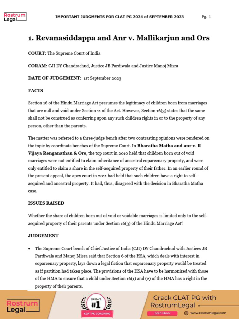 Revanasiddappa and Anr v. Mallikarjun and Ors: Court: Coram: Date of ...