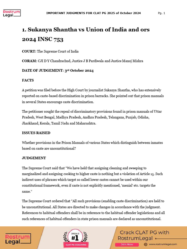 Sukanya Shantha Vs Union of India and Ors 2024 INSC 753: Court: Coram ...