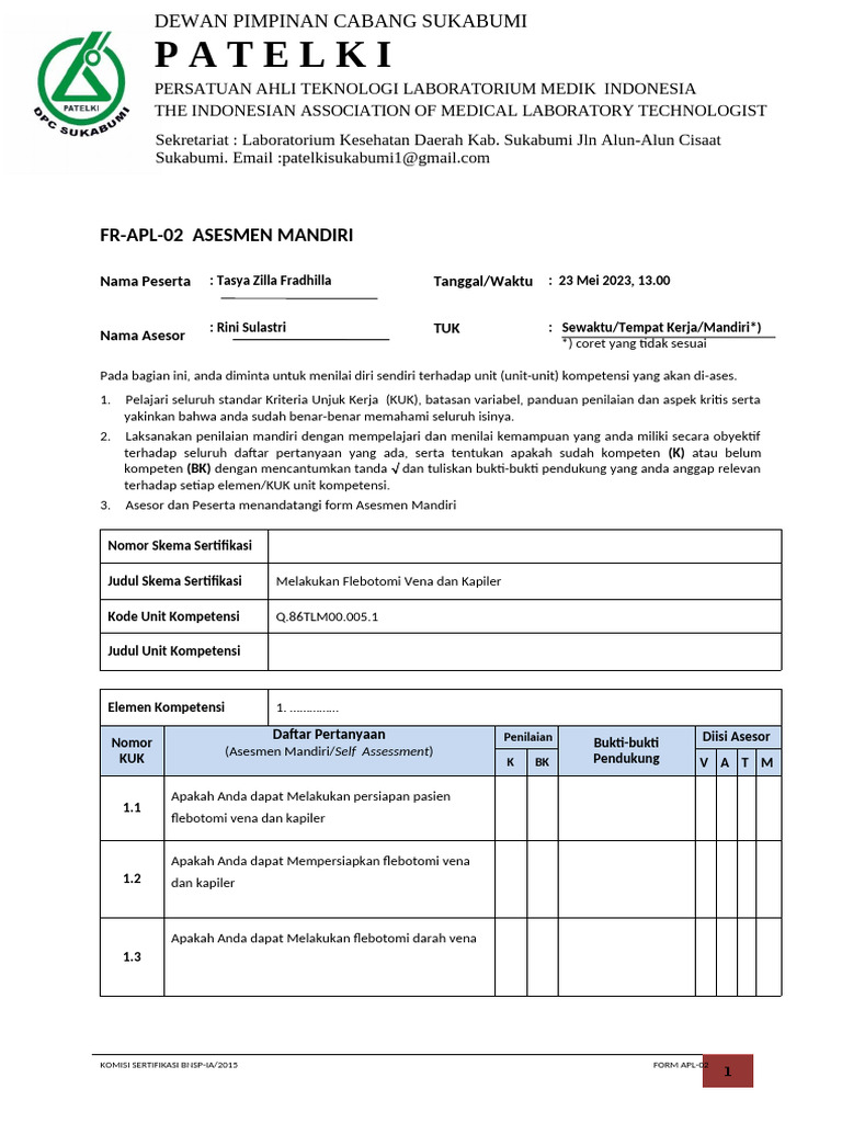 4 Form Penilaian Mandiri | PDF