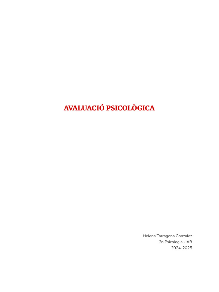 Avaluació Psicològica | PDF