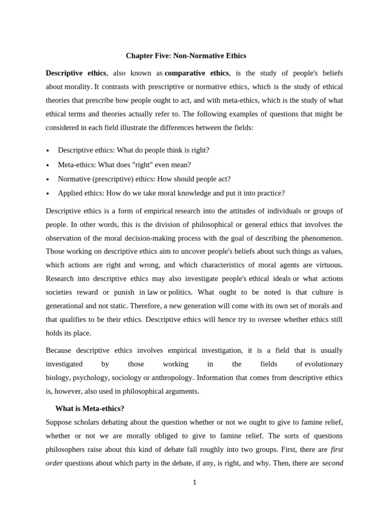 Understanding Non-Normative Ethics | PDF | Philosophical Theories ...