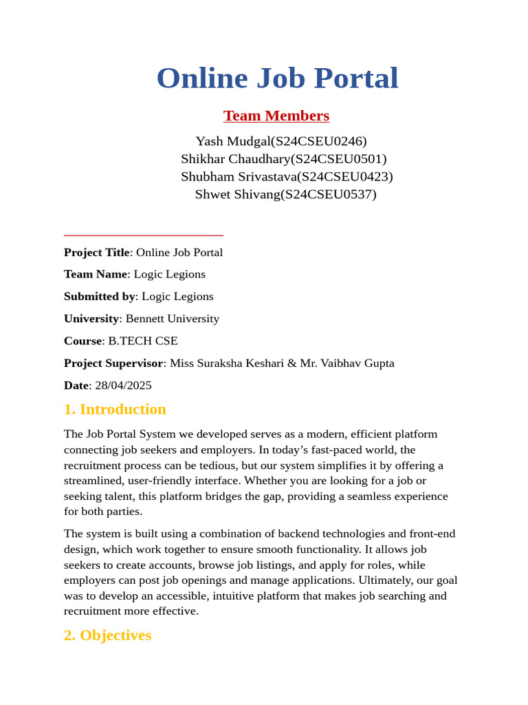 Online Job Portal (Project Report) | PDF | Databases | User (Computing)