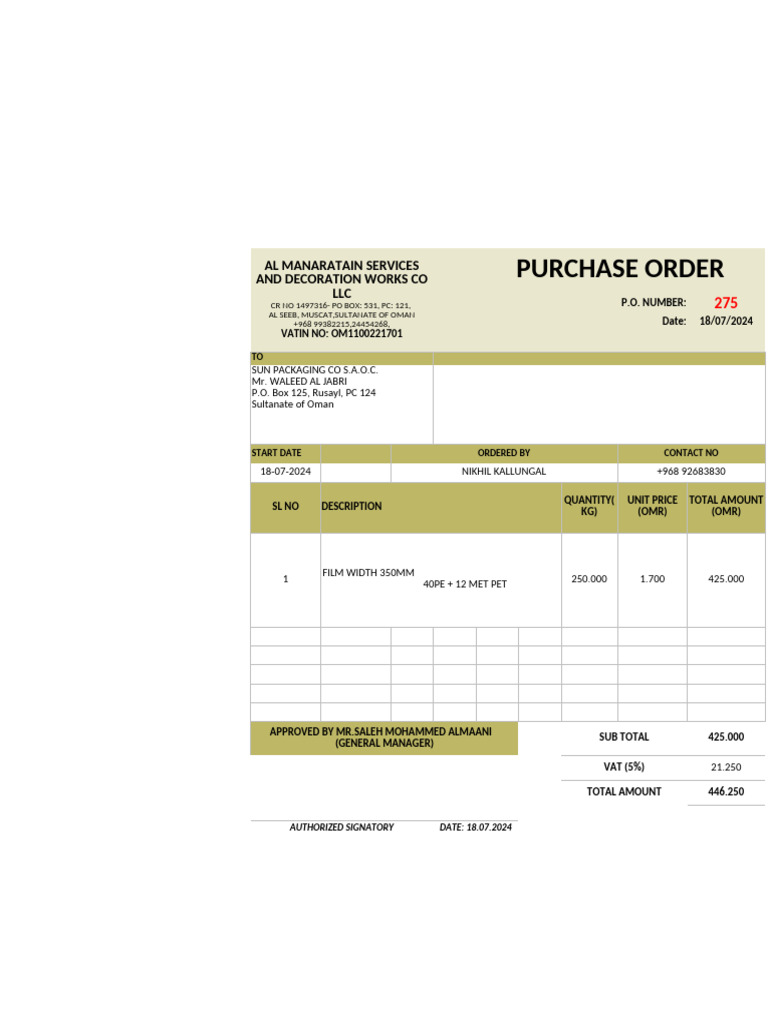 Purchase Order Template 03 TemplateLab | PDF