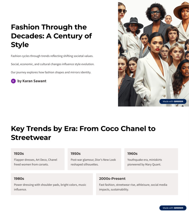 Fashion Through The Decades A Century of Style | PDF
