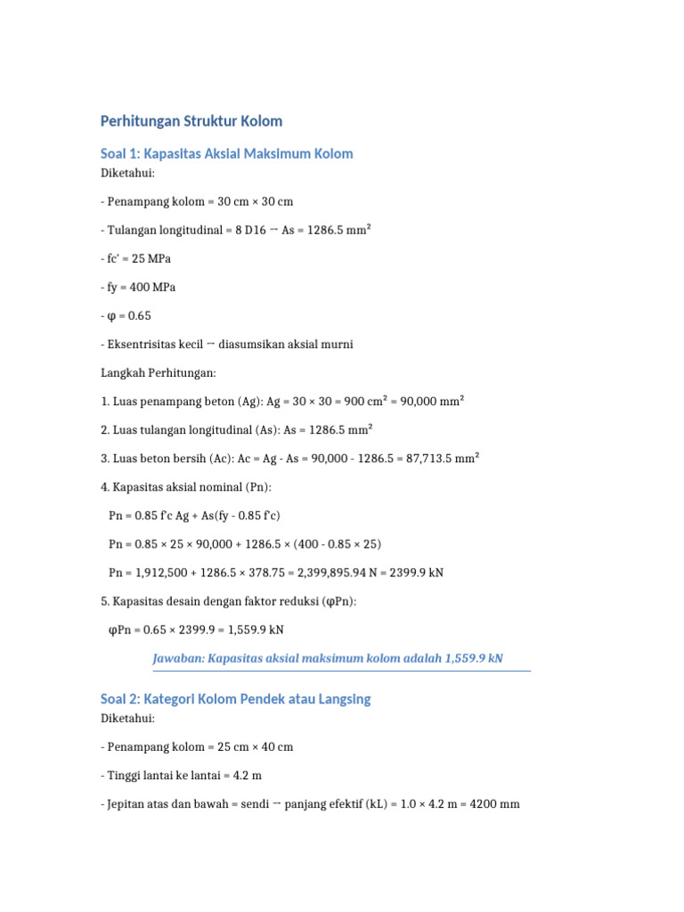 Rumus Kapasitas Kolom Aksial | PDF