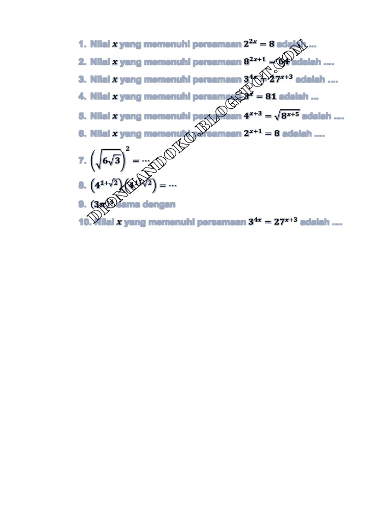10 Soal Latihan Fungsi Eksponen | PDF