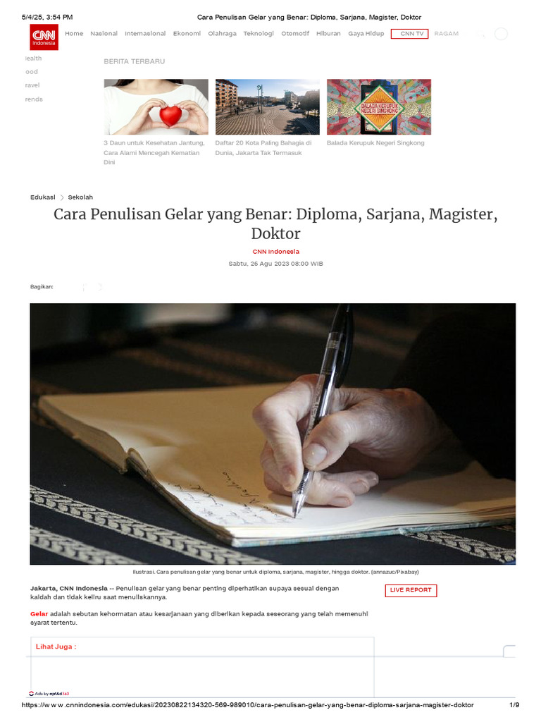 Cara Penulisan Gelar yang Benar_ Diploma, Sarjana, Magister, Doktor | PDF