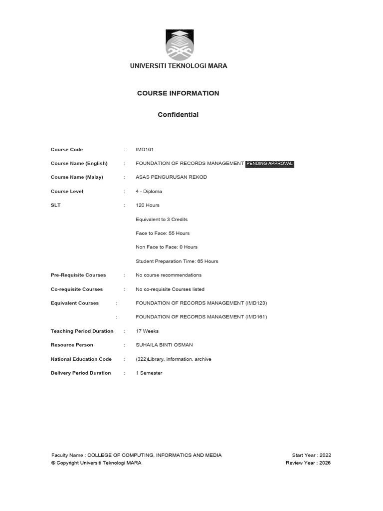 Foundation of Records Management Course | PDF | Skill | Learning
