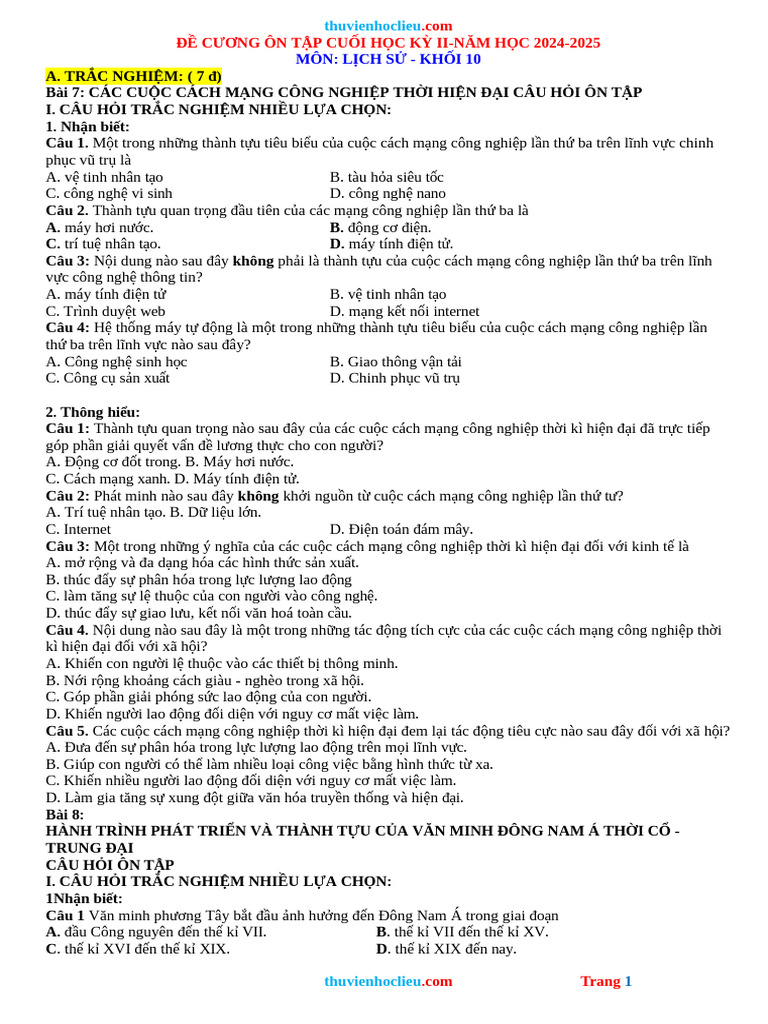 thuvienhoclieu.com-De-cuong-on-tap-hk2-Lich-su-10-KNTT-24-25 | PDF
