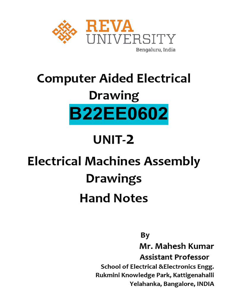 Unit 2 CAED - Electrical Machines Assembly Drawings | PDF | Transformer ...