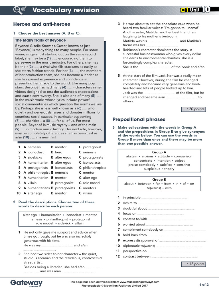 C1 UNIT 10 Vocabulary Revision | PDF
